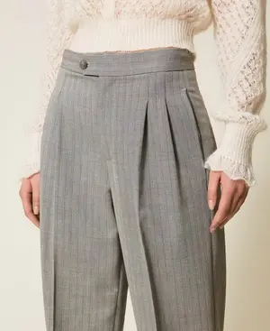 TWINSET Pinstriped Pleated Trousers