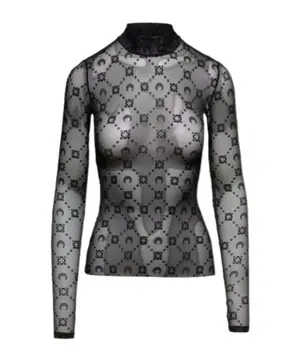 MARINE SERRE Second Skin Semi-sheer Long Sleeve Top