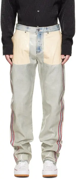 DIESEL® Contrast Panel Straight-leg Jeans - Blue