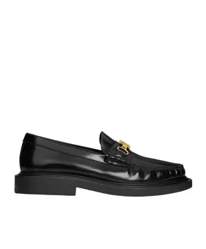 Celine Triomphe Chain Loafer In Polished Bull - Black