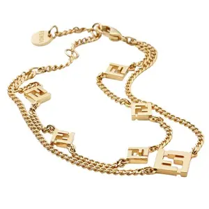 Fendi Finish Metal Ff Charm Bracelet