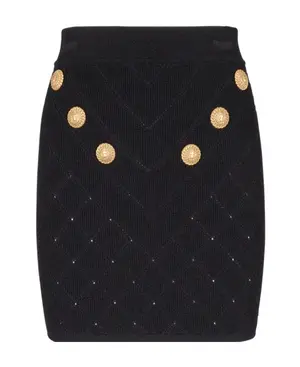Balmain Six-button Knit Skirt - Black