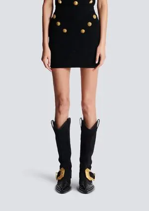 Balmain Six-button Knit Skirt - Black