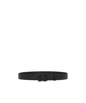 Dolce & Gabbana Logo Plaque Buckle Belt - Black