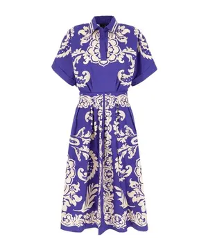 Etro Printed Pleated Midi Dress
