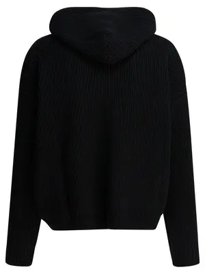 Celine Ribbed Wool Hooded Cardigan