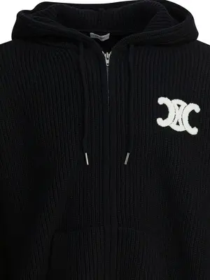 Celine Ribbed Wool Hooded Cardigan