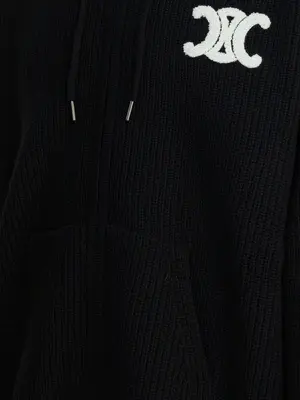 Celine Ribbed Wool Hooded Cardigan