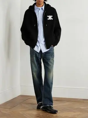 Celine Ribbed Wool Hooded Cardigan