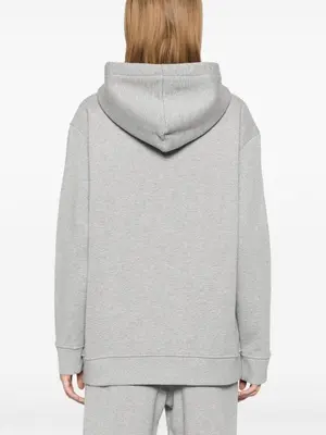 Fendi Logo Embroidered Zip-up Drawstring Hoodie - Grey