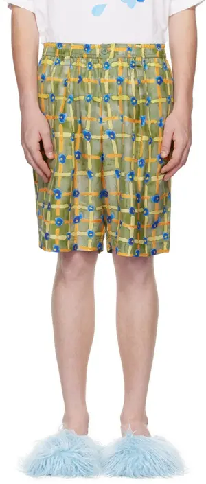 Marni Abstract Print Pleated Bermuda Shorts