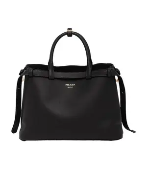 Prada Medium Buckled Leather Handbag With Double Belt