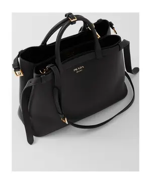 Prada Medium Buckled Leather Handbag With Double Belt