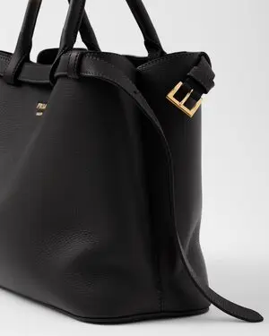 Prada Medium Buckled Leather Handbag With Double Belt