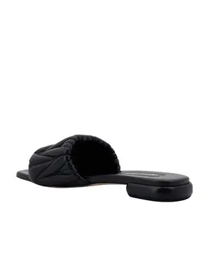 Miu Miu Logo Plaque Matelassé Sandals