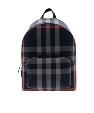 Burberry Check Pattern Zip-around Backpack - Black