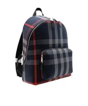 Burberry Check Pattern Zip-around Backpack - Black