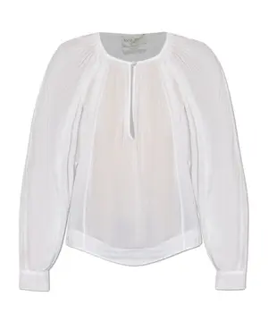 FORTE_FORTE Voile Blouse With Button Closure - White