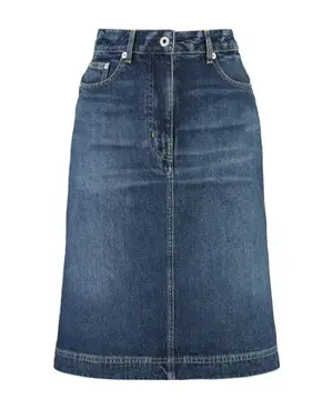 Kenzo Logo Patch Midi Denim Skirt