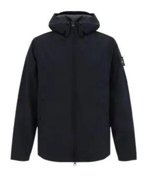Stone Island Zip-up Hooded Jacket - Black