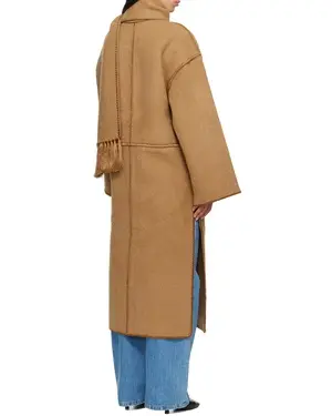 TOTEME Fringe Detailed Long Sleeved Scarf Coat - Camel