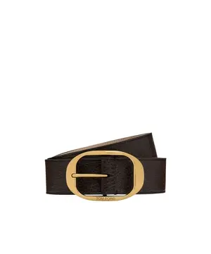 TOM FORD Oval Buckle Textured Leather Belt - Black