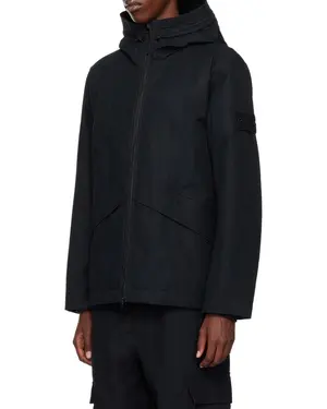 Stone Island Hooded Zip-up Jacket - Black