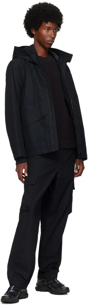 Stone Island Hooded Zip-up Jacket - Black