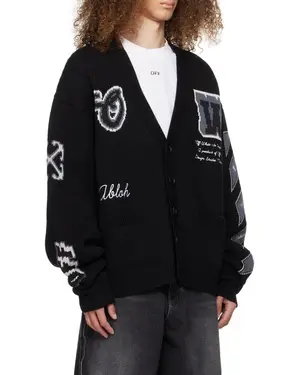 Off-White Logo Embroidered Knit Cardigan