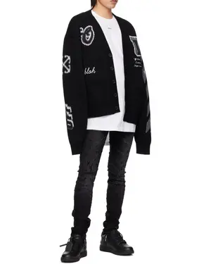 Off-White Logo Embroidered Knit Cardigan