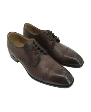 Emporio Armani Wing Tip Lace-up Leather Shoes - Black