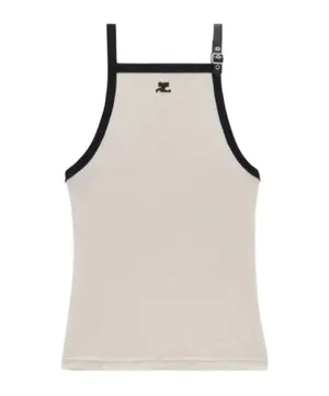 COURREGES Contrast Trim Buckle Strap Tank Top - No