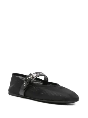 Miu Miu Logo-embroidered Ballerines - Black