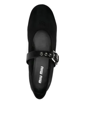 Miu Miu Logo-embroidered Ballerines - Black