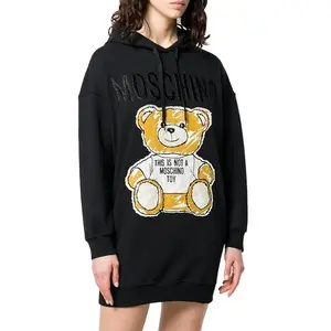 Moschino Teddy Bear Print Hooded Long Sweater Dress