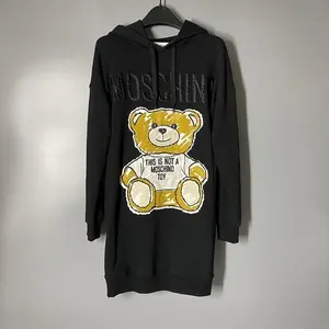 Moschino Teddy Bear Print Hooded Long Sweater Dress