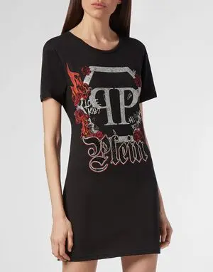 Philipp Plein Logo Embellished T-shirt Dress