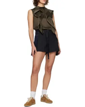 Sacai Belted Waist Wide Leg Shorts - Blue