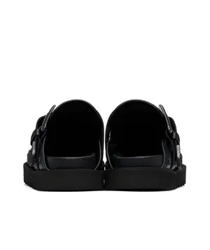 TOGA VIRILIS Round Toe Flat Mules With Rivet Detailing - Black