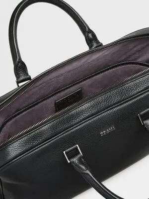 Zegna Edgy Logo-lettering Leather Briefcase