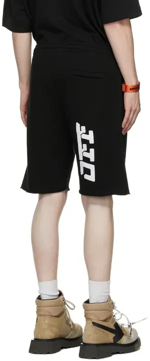 Off-White 90's Logo Print Track Shorts - Black