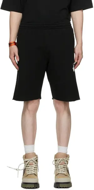 Off-White 90's Logo Print Track Shorts - Black