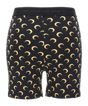 MARINE SERRE Logo Printed Stretch Mini Shorts - Black