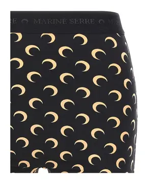 MARINE SERRE Logo Printed Stretch Mini Shorts - Black