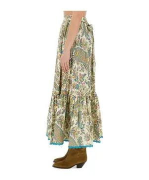 Etro Paisley Printed Belted Tiered Maxi Skirt