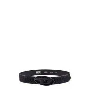 DIESEL® Logo Buckle Embellished Denim Belt