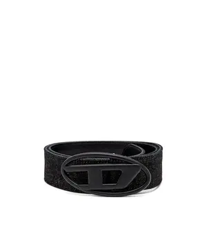DIESEL® Logo Buckle Embellished Denim Belt