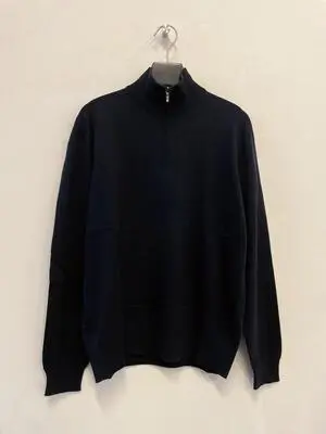 Loro Piana High-neck Knitted Jumper With Zip Detail - Black