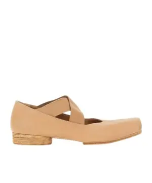 UMA WANG Square-toed Ballet Flats With Criss-cross Straps - Nude