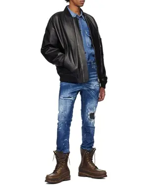 Dsquared2 Zip-up Leather Bomber Jacket